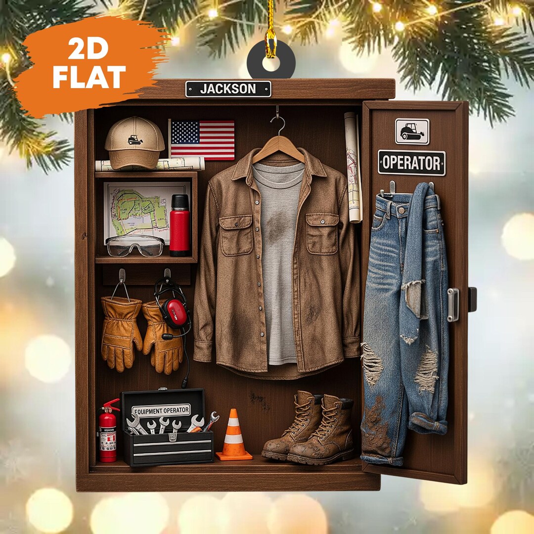 Personalized Construction Worker Locker Acrylic Christmas Ornament With ...