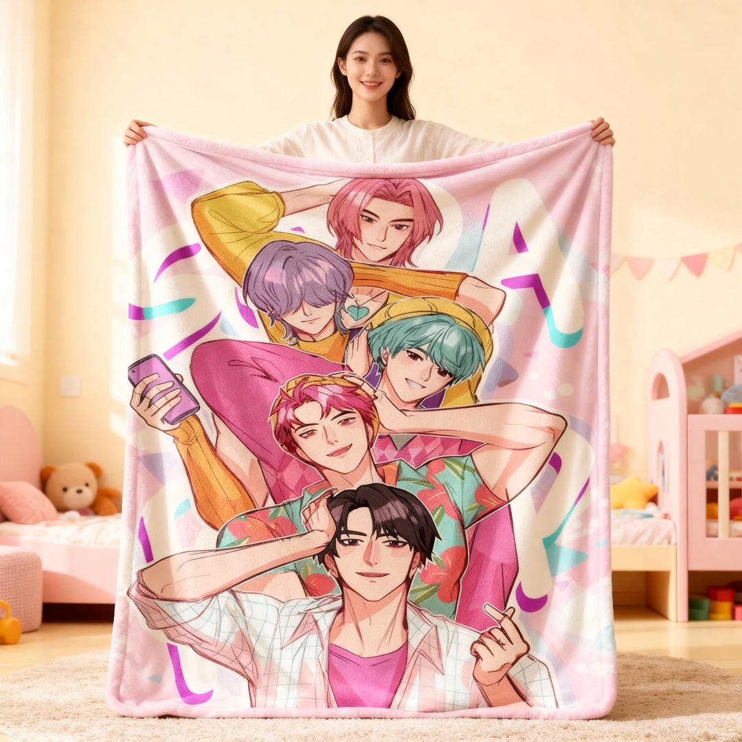 K-pop Inspired Boy Band Blanket: Soft Fleece Bedding and Home Decor - Etsy