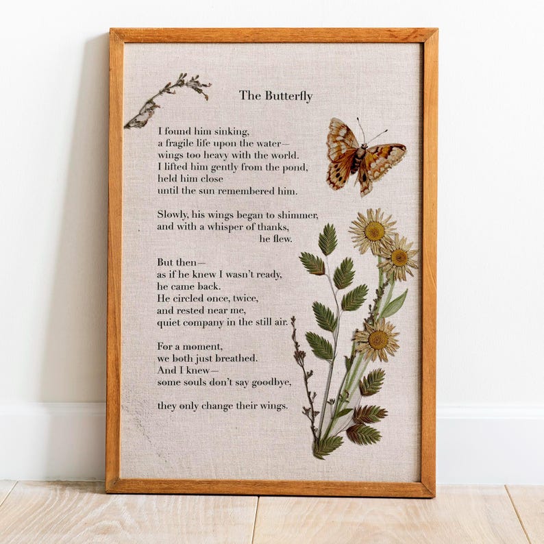 Custom Poem Print With Pressed Flowers | Personalized Sustainable Gift ...