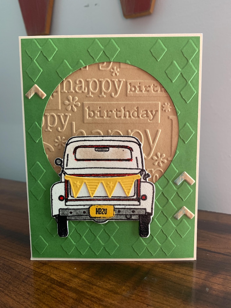 Handmade Pickup Truck Birthday Card: Embossed Happy Birthday Masculine ...