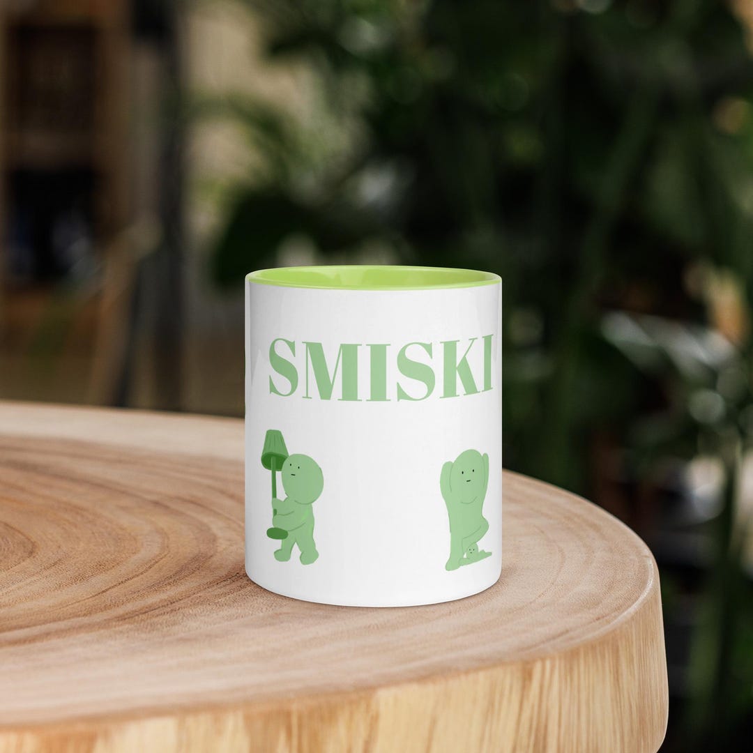 Smiski Ceramic Mug: Green Accent, Tea & Coffee Cup - Etsy