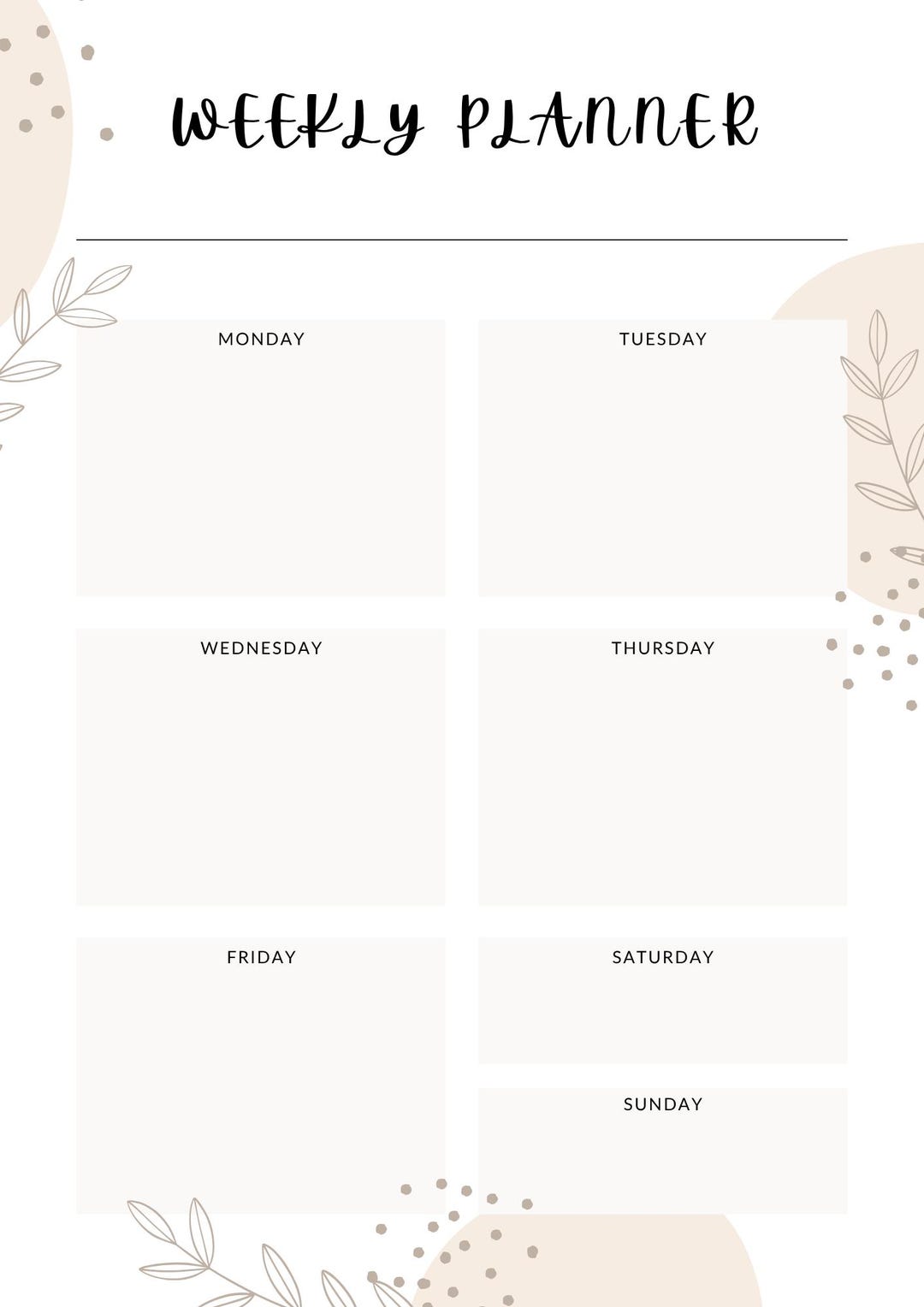 Beige Boho Weekly Planner - Etsy