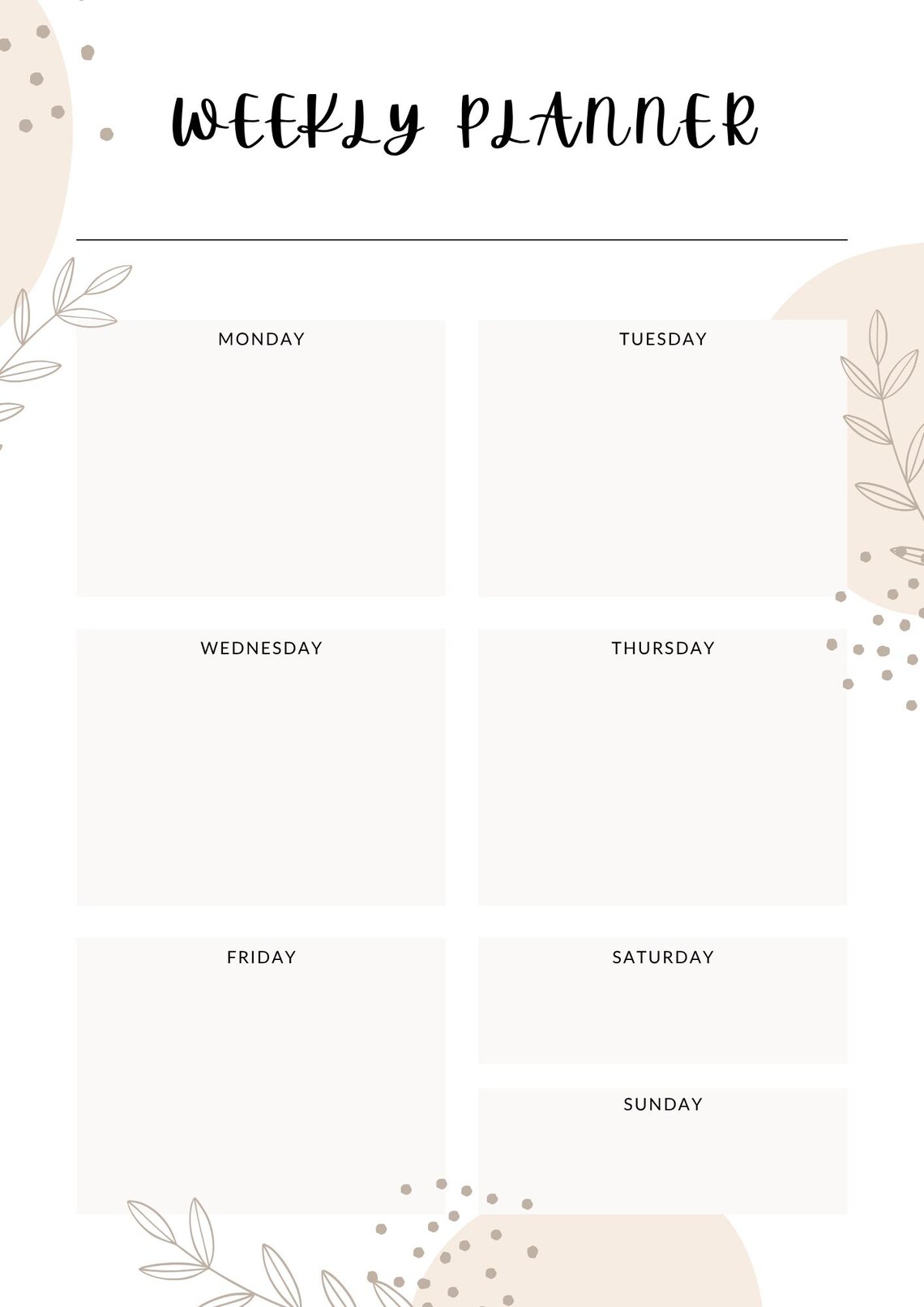 Beige Boho Weekly Planner - Etsy