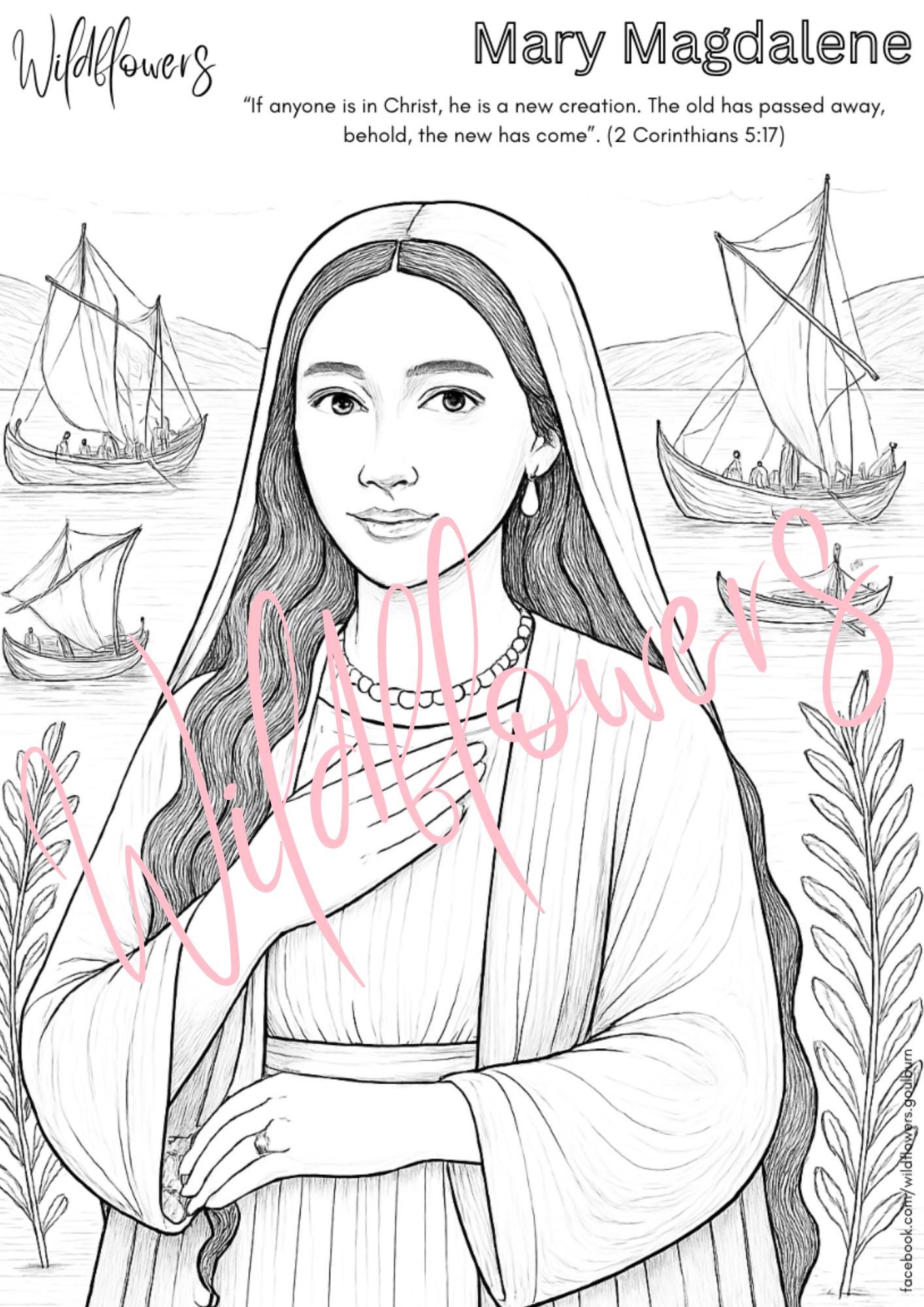 Women of the Bible Colouring Pages - Mary Magdalene, Ruth & Miriam ...