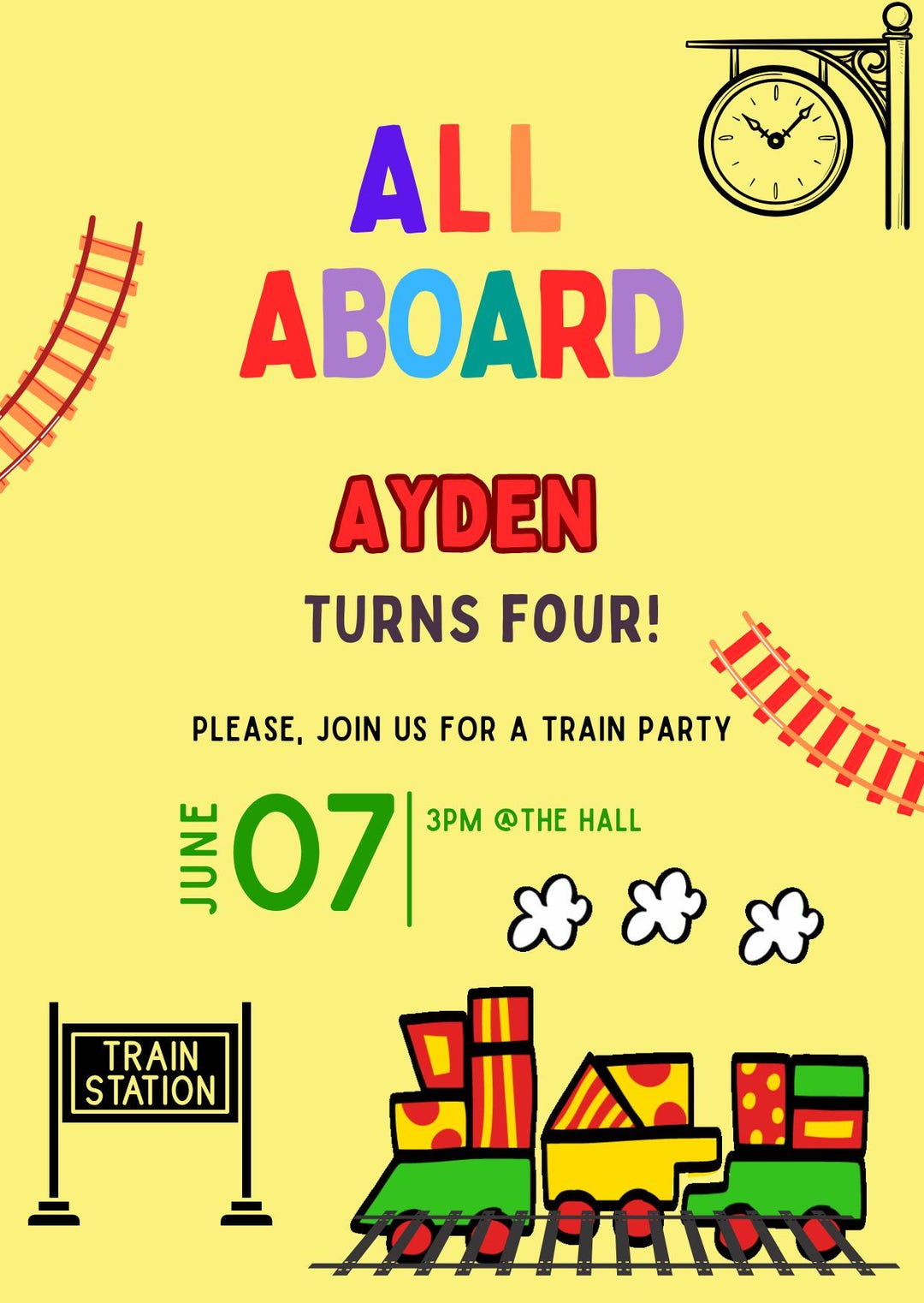 Birthday Card Choo Choo Trian Theme - Etsy