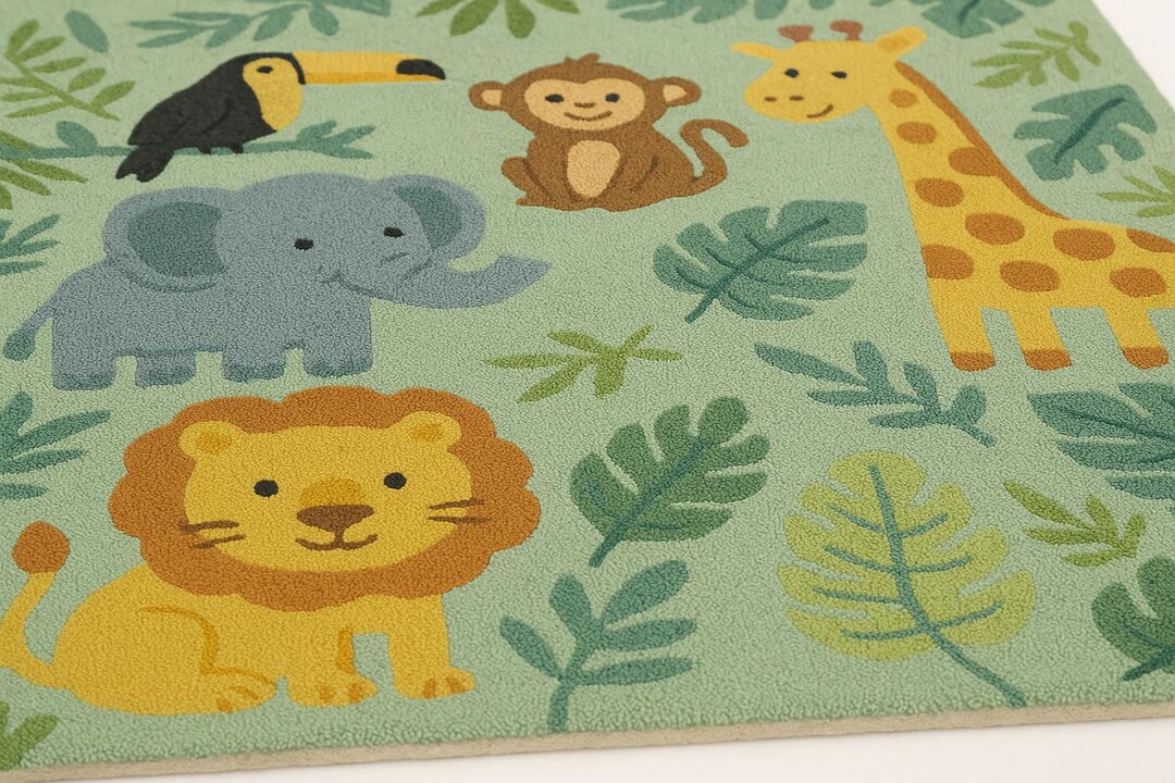 Handmade Safari Jungle Rug: Soft Animal Nursery Carpet \ Here's Special ...