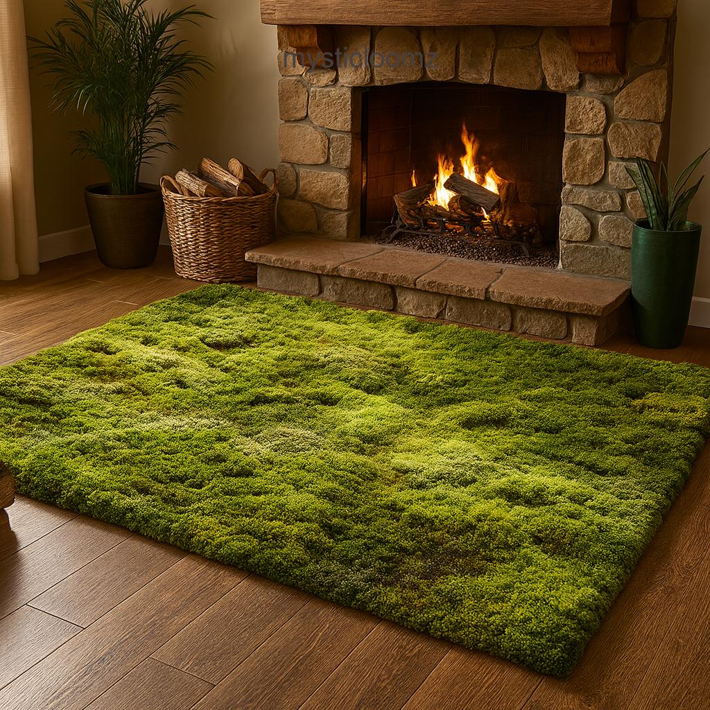 Handmade Moss Rug - Realistic Green 3D Forest Carpet for Cozy Home ...