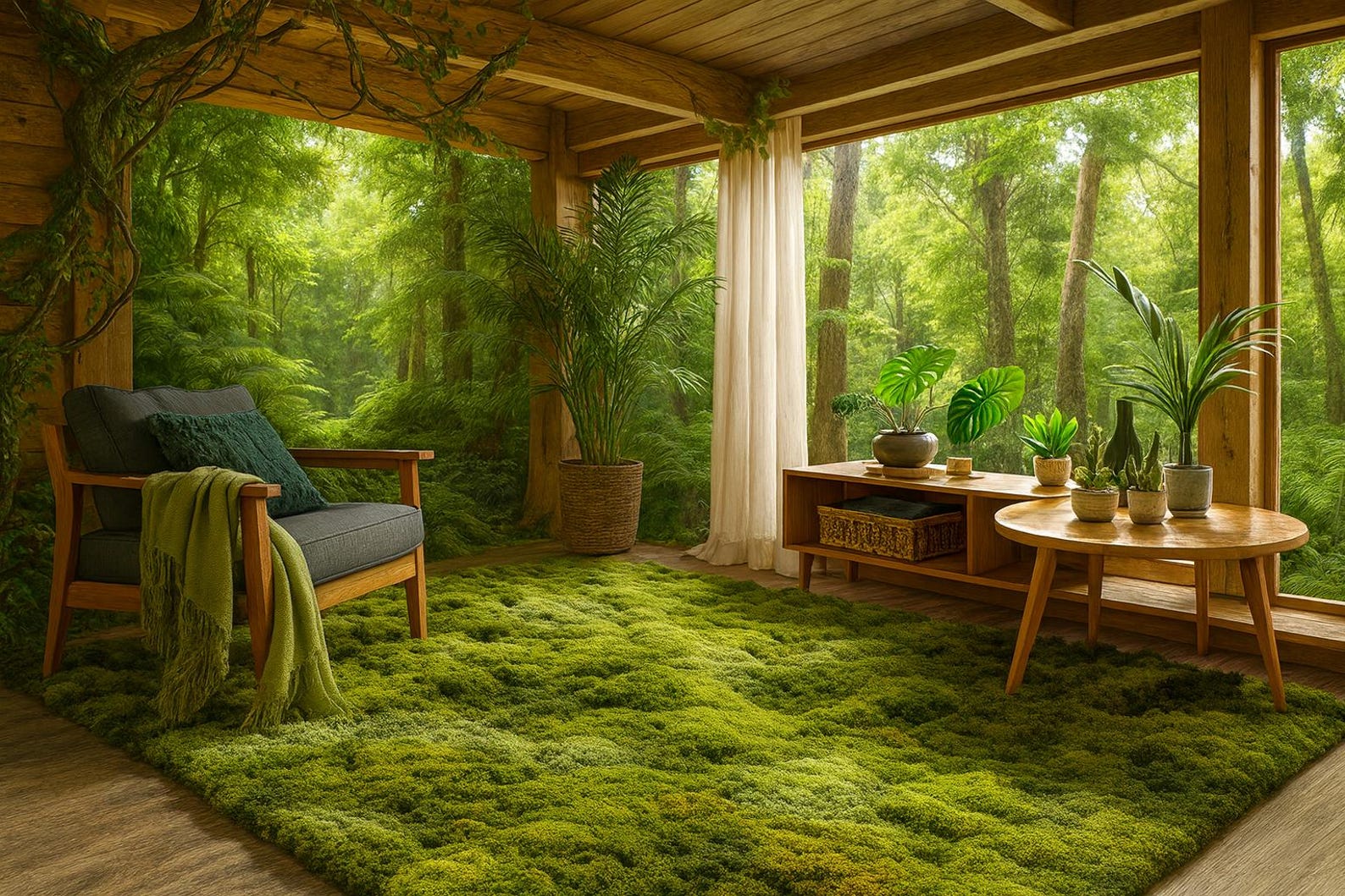 Handmade Moss Rug - Realistic Green 3D Forest Carpet for Cozy Home ...
