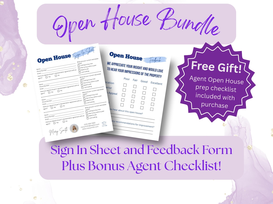 Open House Sign in Sheet | Open House Feedback Form | Open House Forms ...