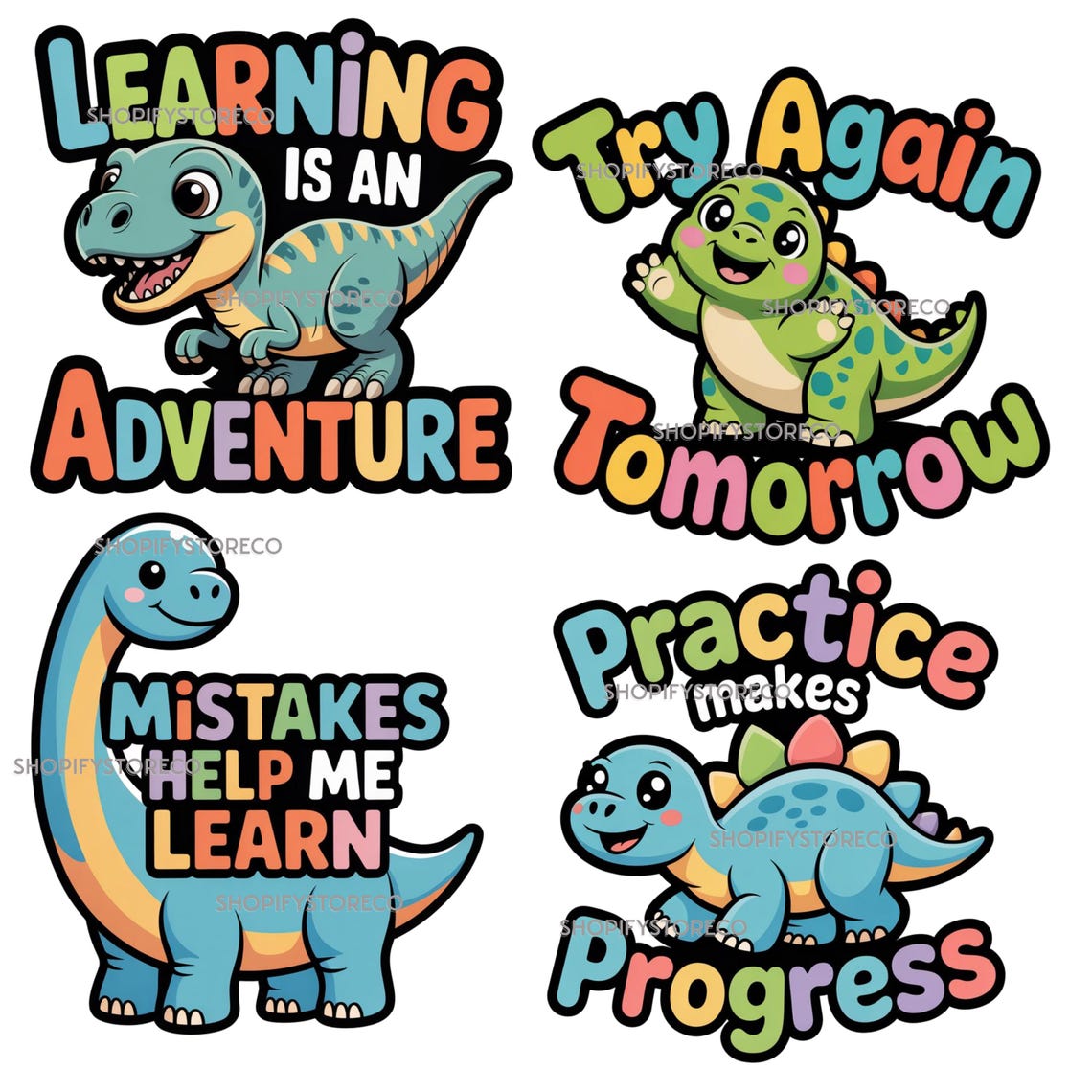 Dinosaur Motivational Quotes Clipart for Kids, Growth Mindset ...