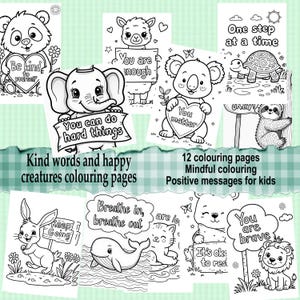 Kind Words and Happy Creatures – Printable Affirmation Coloring Pages ...