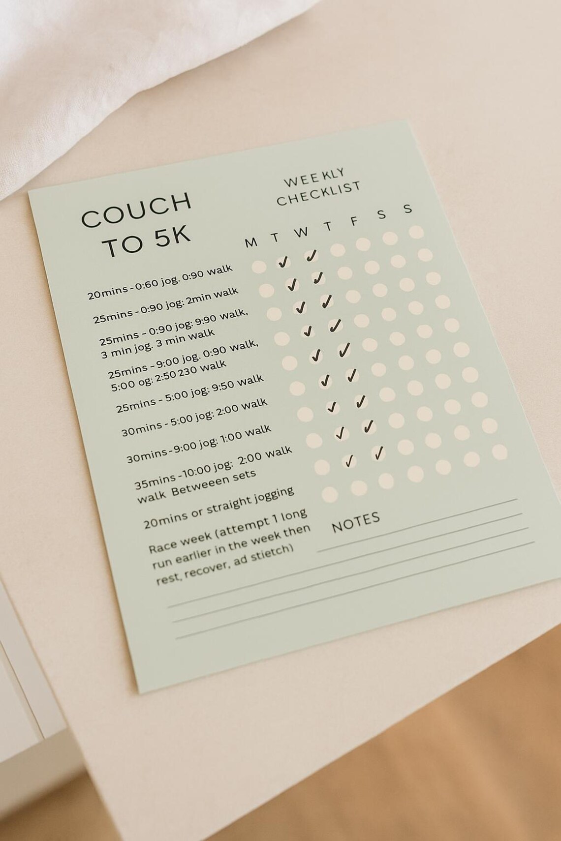 Couch to 5K Printable Running Plan – 8-week Fitness Tracker, Digital ...