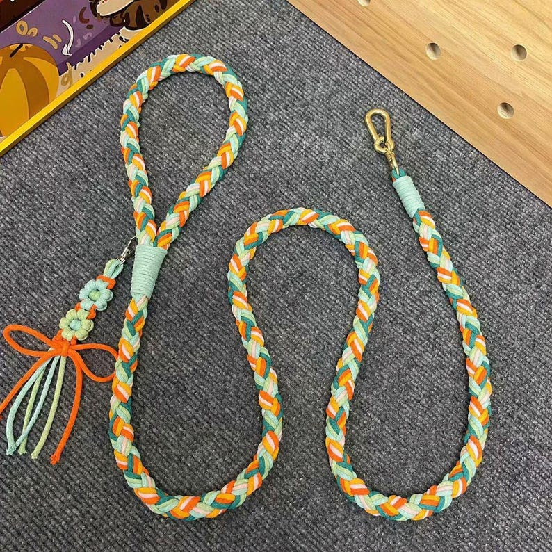 Aesthetic Braided Dog Leash Handmade Pet Lead With Floral Decoration ...