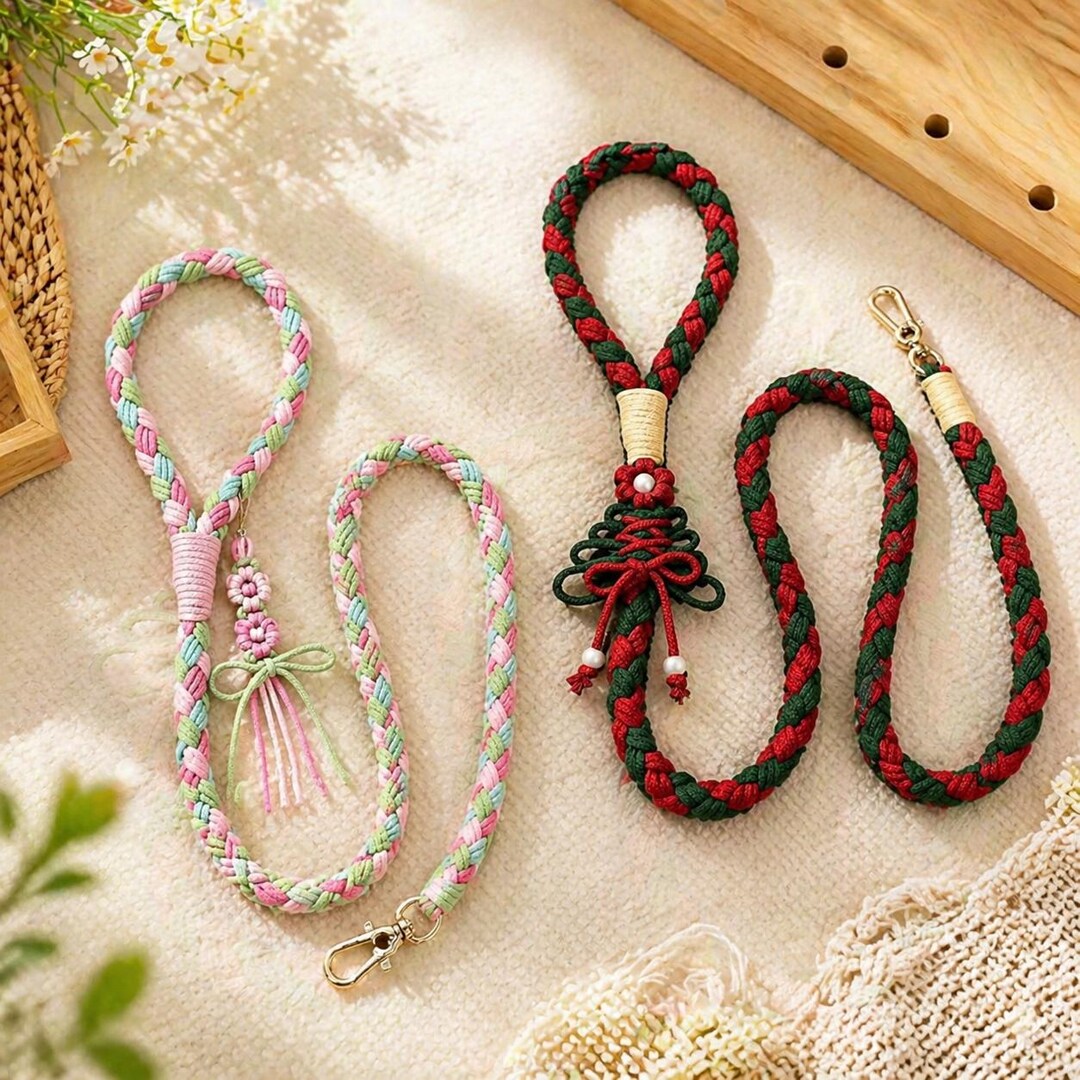 Aesthetic Braided Dog Leash Handmade Pet Lead With Floral Decoration ...