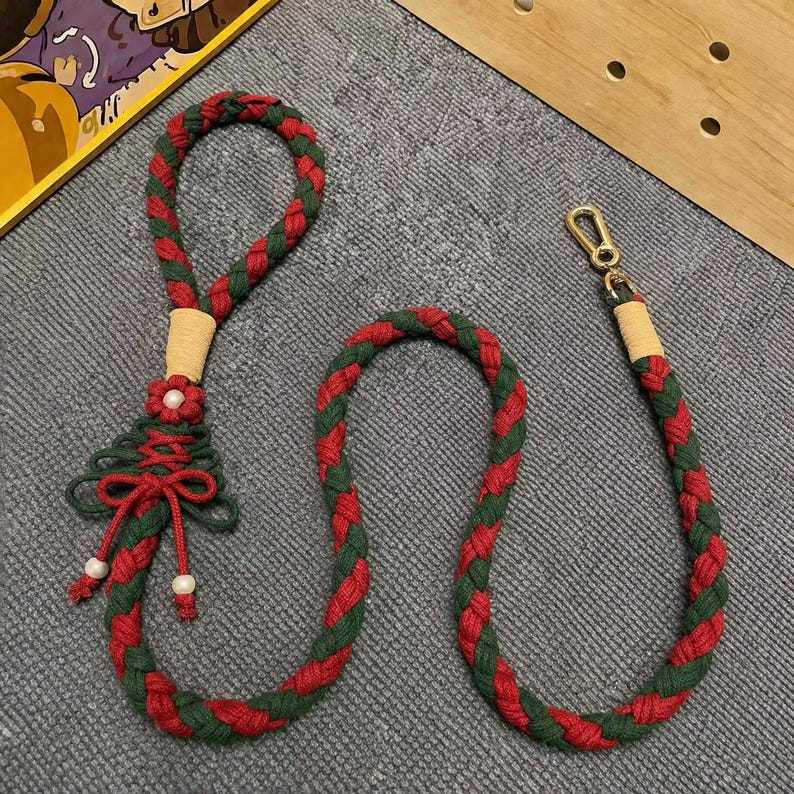 Aesthetic Braided Dog Leash Handmade Pet Lead With Floral Decoration ...