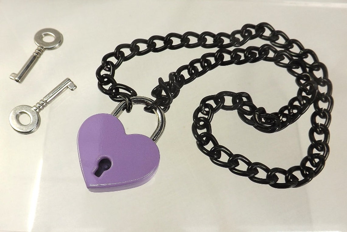 Purple Heart Lock Choker Locking Collar Day Collar Mature | Etsy