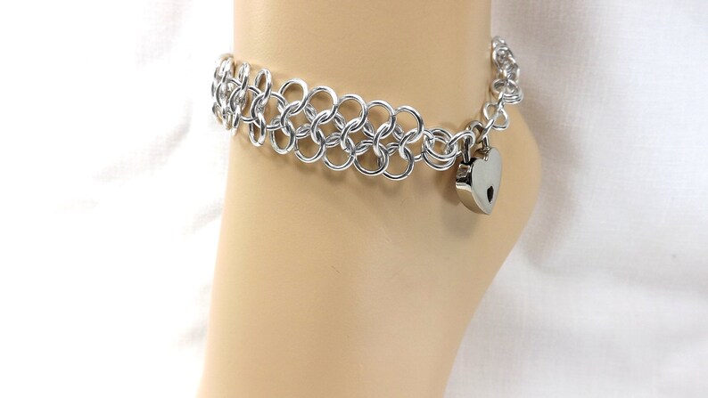 Locking Anklet Silver Heart Lock Ankle Bracelet Mature - Etsy