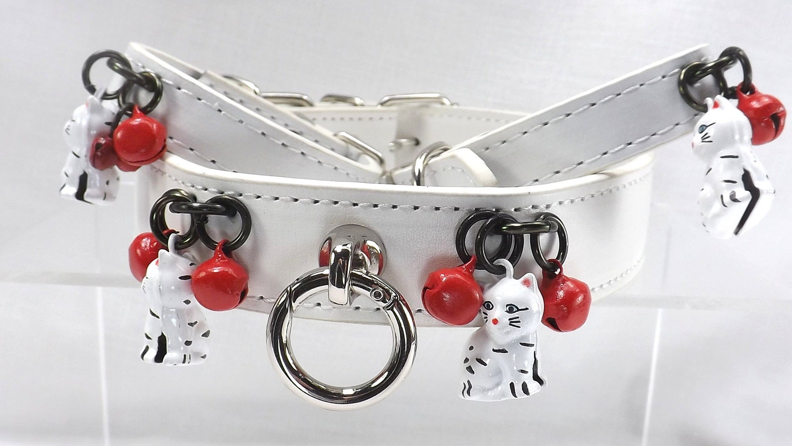 Bdsm Collar Kitten Slave Bells Set White Leather Mature Kawaii Etsy