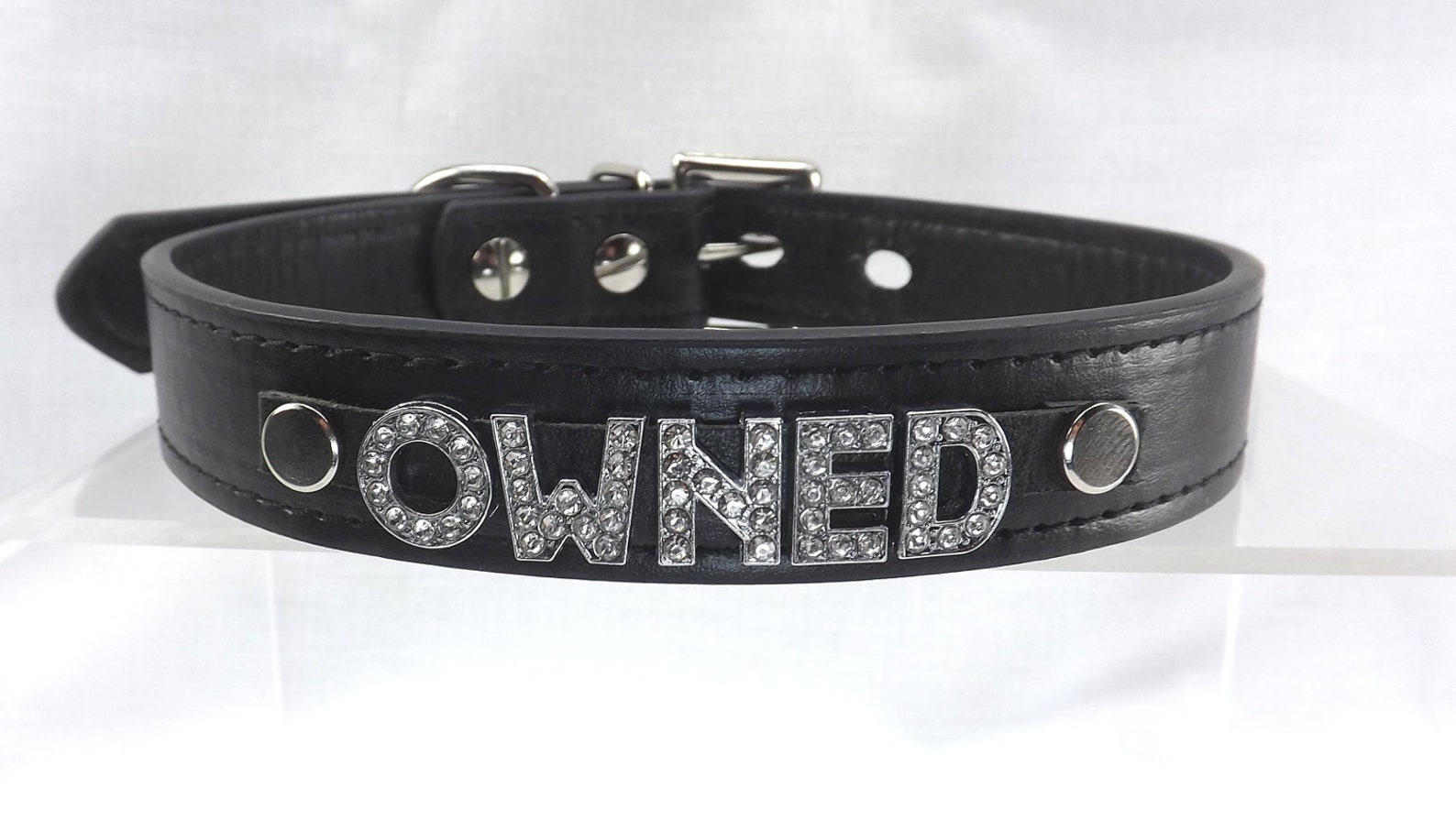 OWNED Bdsm collar rhinestone letters name collar bondage | Etsy