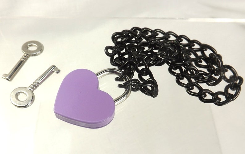 Purple Heart Lock Choker Locking Collar Day Collar Mature - Etsy