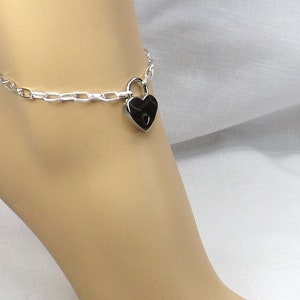 Locking Anklet Silver Heart Lock Ankle Bracelet Mature Pinchthemuse ...