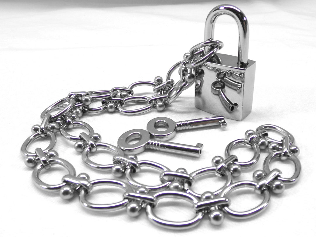 Stainless Steel Locking Day Collar Bdsm Locking Barbell Chain Gift for ...