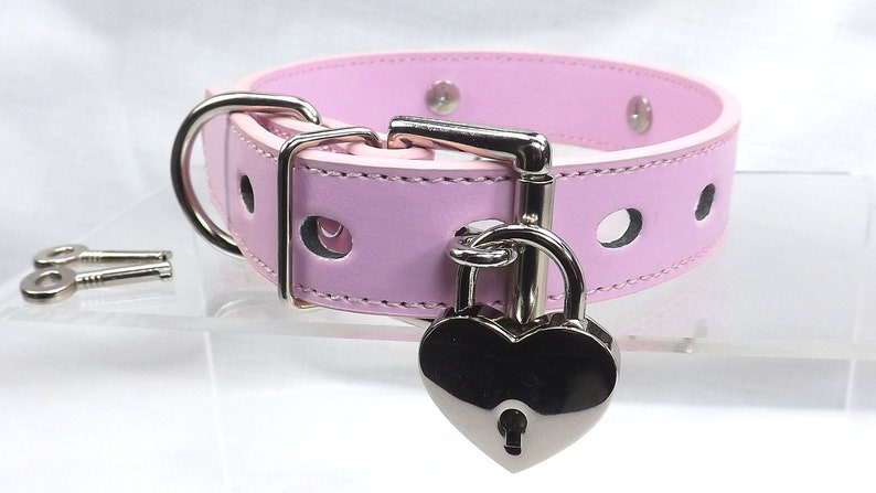 Bdsm Collar Pink Locking Bondage Collar Etsy