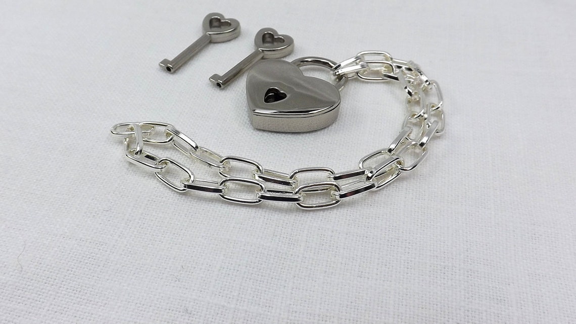 Locking Anklet Silver Heart Lock Ankle Bracelet Mature Pinchthemuse ...