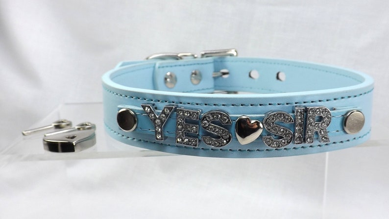 YES SIR Bdsm collar rhinestone letters name collar mature - Etsy.de