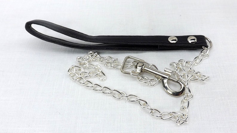 Chain Leash With Leather Handle. Short Leash, Bdms Restraints. Gift for ...