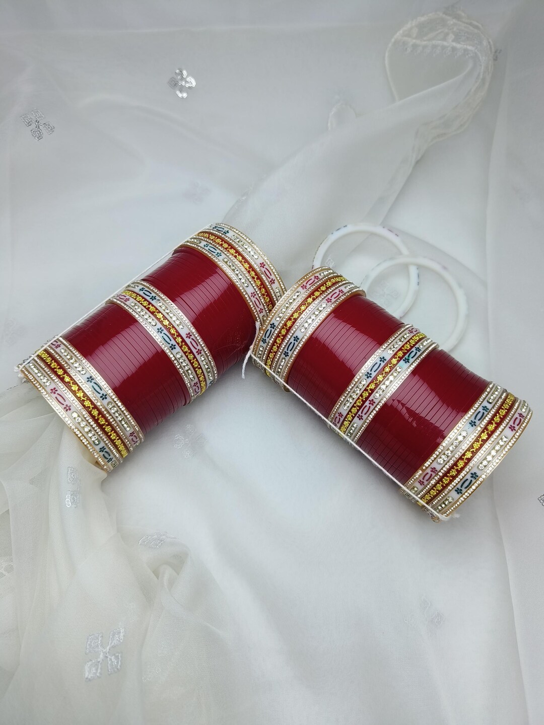 Red Bridal Chura Set With White Bangles | Traditional Indian Wedding ...