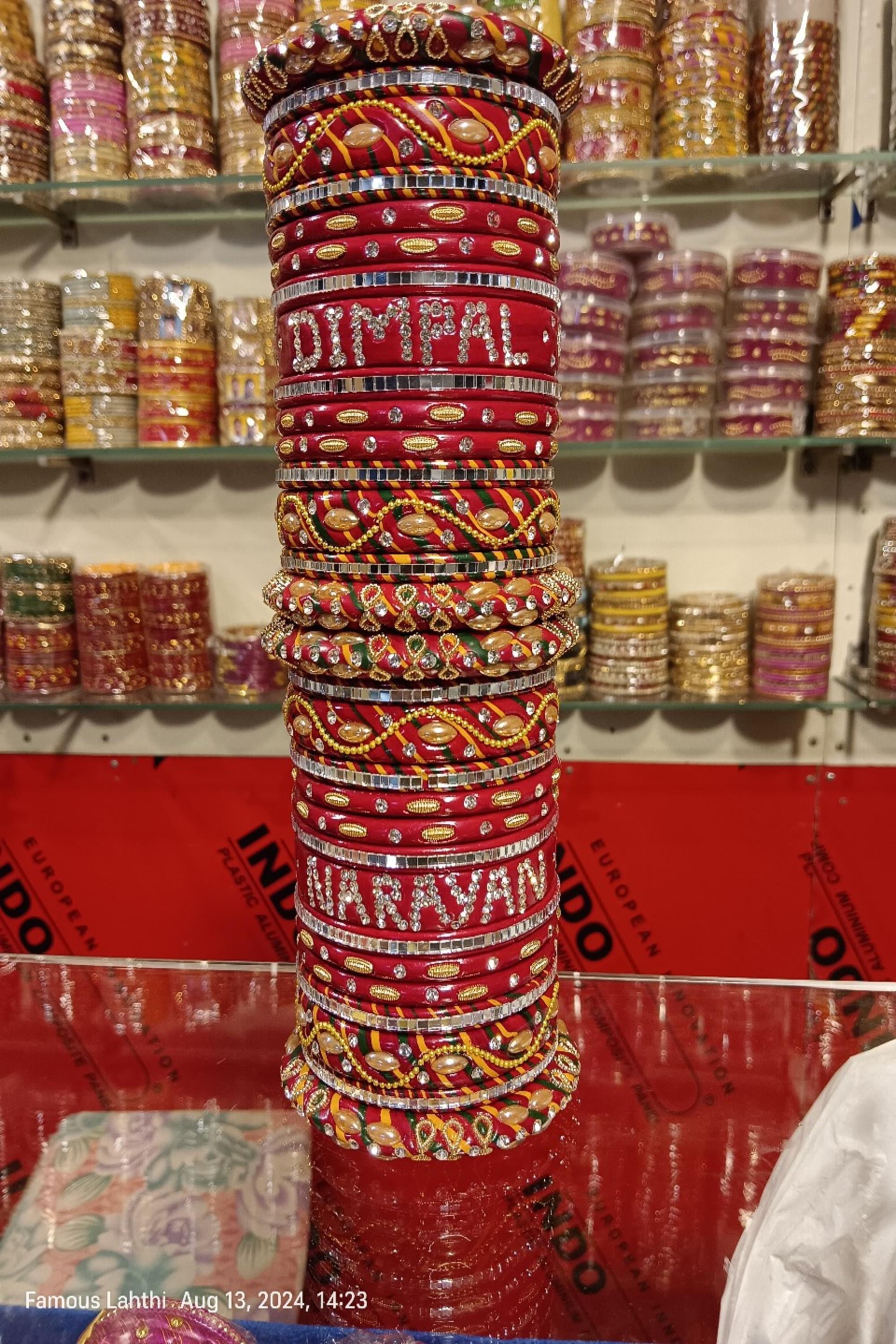 Custom Indian Bridal Bangle Set With Names – Red Wedding Bangles for ...