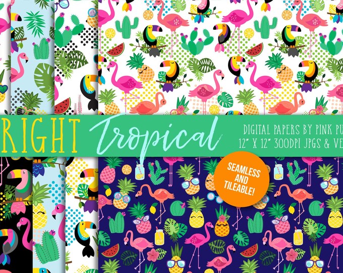Tropical Background Patterns, Tropical Digital Paper Commercial and ...