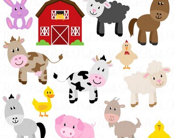 Farm animals Clipart cute farm animals clip art farm clipart | Etsy