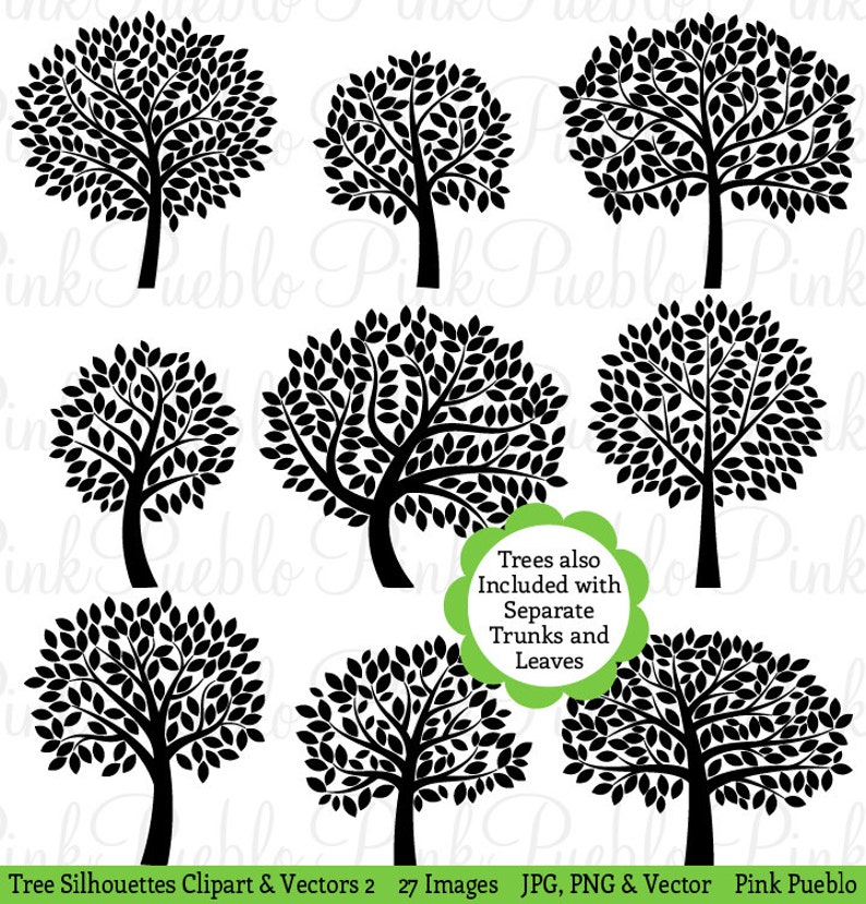 Tree Silhouettes Clipart Clip Art 2 Family Tree Clipart Clip - Etsy