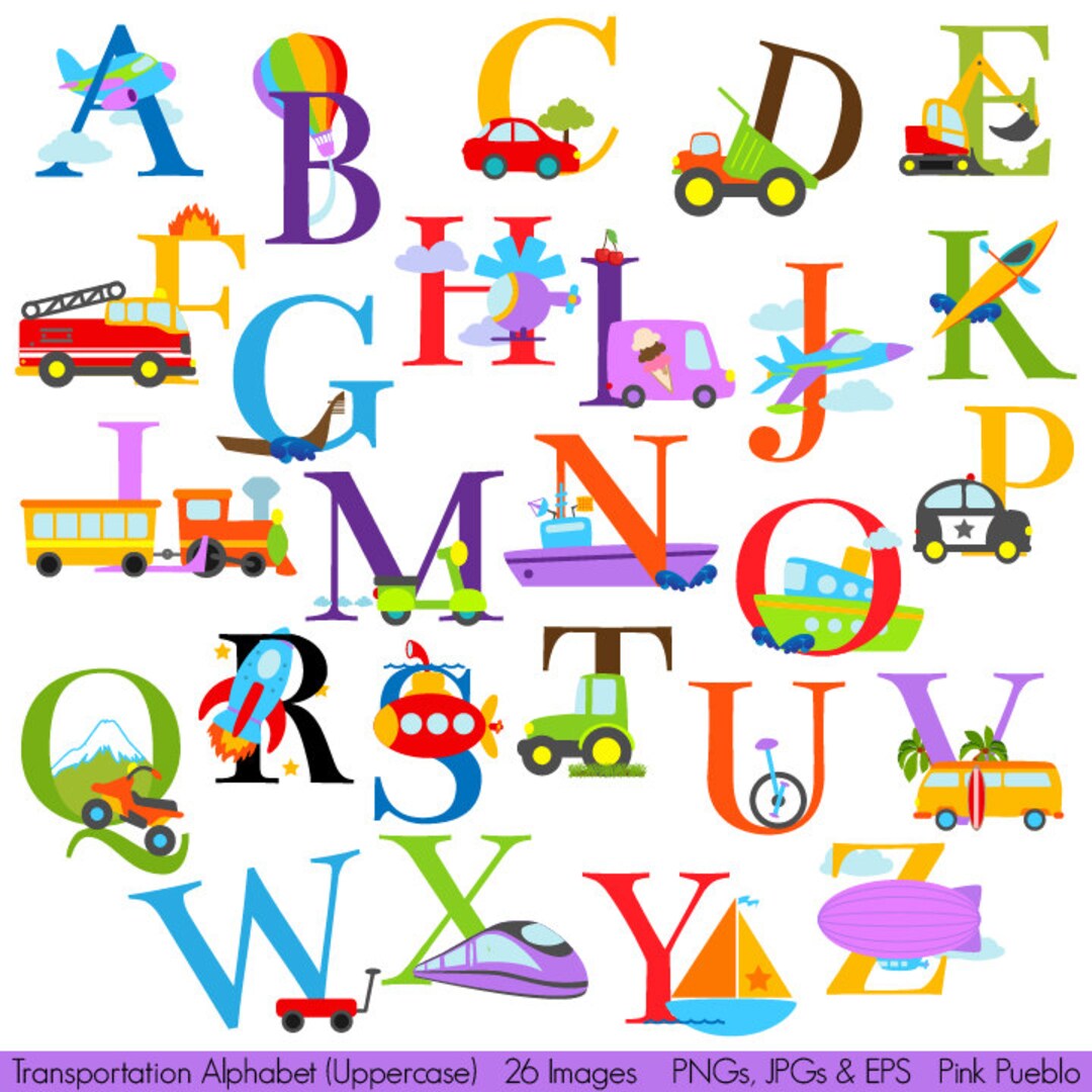 Transportation Alphabet Clipart Clip Art, Construction Alphabet ...