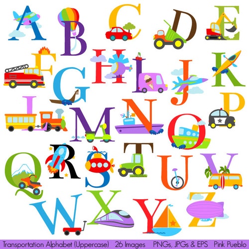 Transportation Alphabet Clipart Clip Art Construction - Etsy