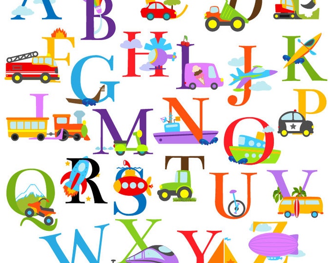 Transportation Alphabet Clipart Clip Art, Construction Alphabet ...