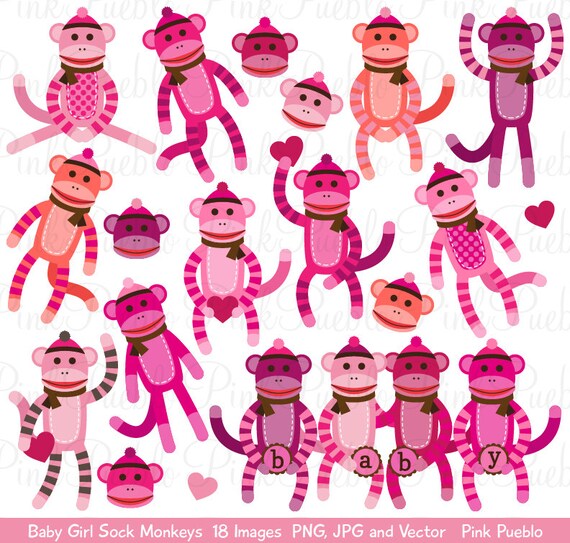 Girl Monkey Baby Shower Clip Art