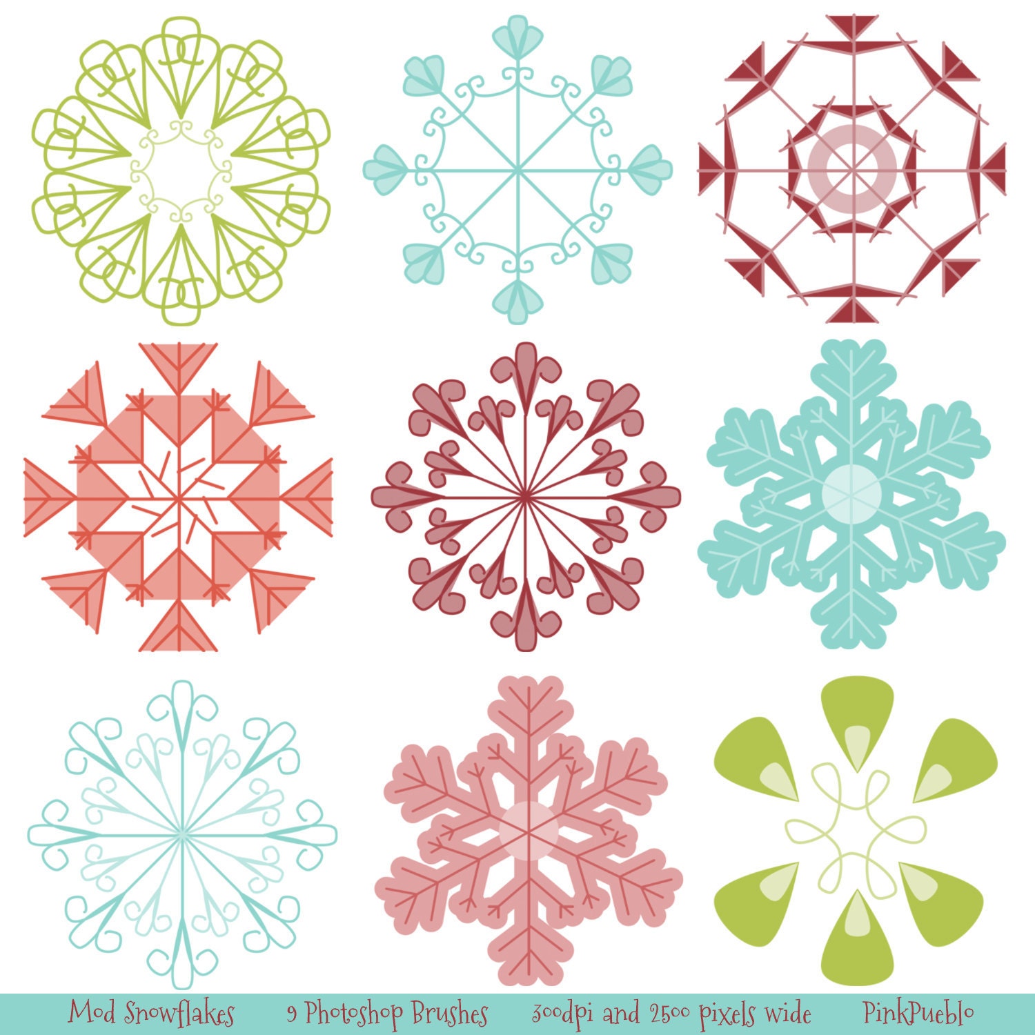 Snowflakes Photoshop Brushes Christmas Photoshop Brushes - Etsy