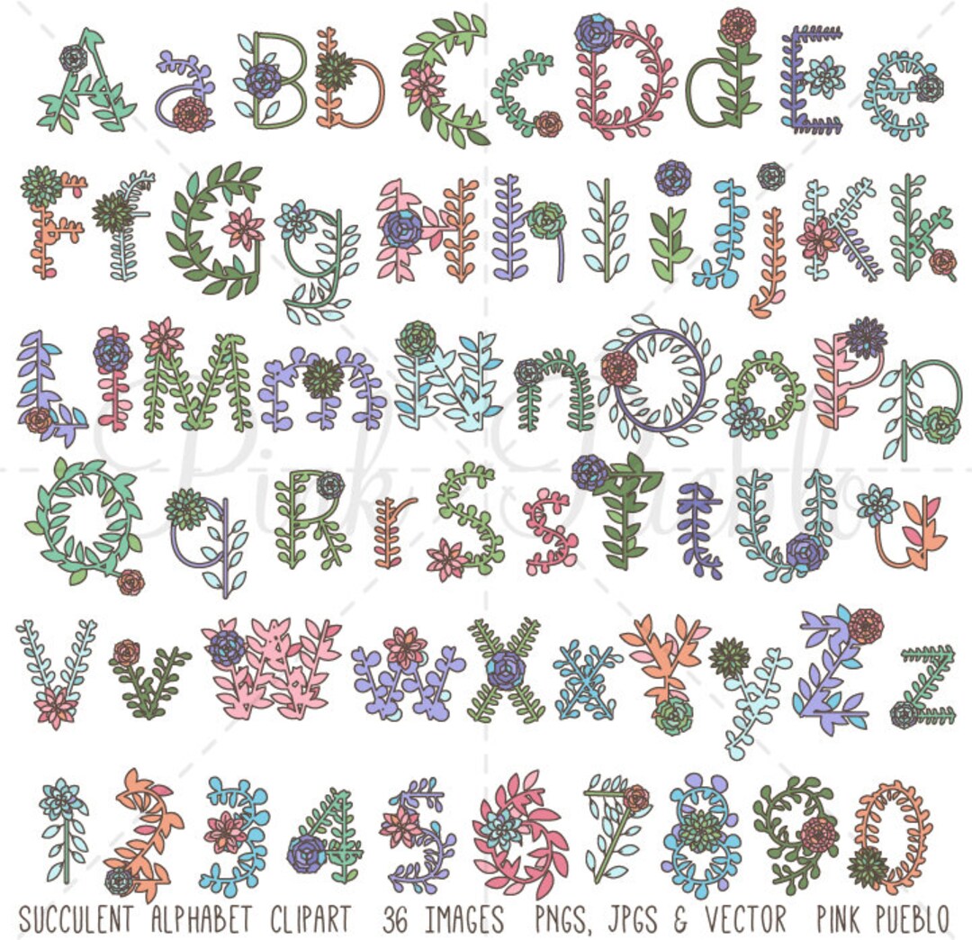 Cactus and Succulent Alphabet Clipart, Succulent Alphabet Clip Art ...