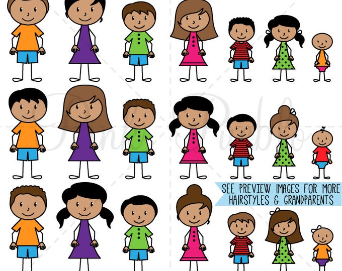 Stick Figure Clipart Clip Art Vectors, Darker Skintone Stick People ...