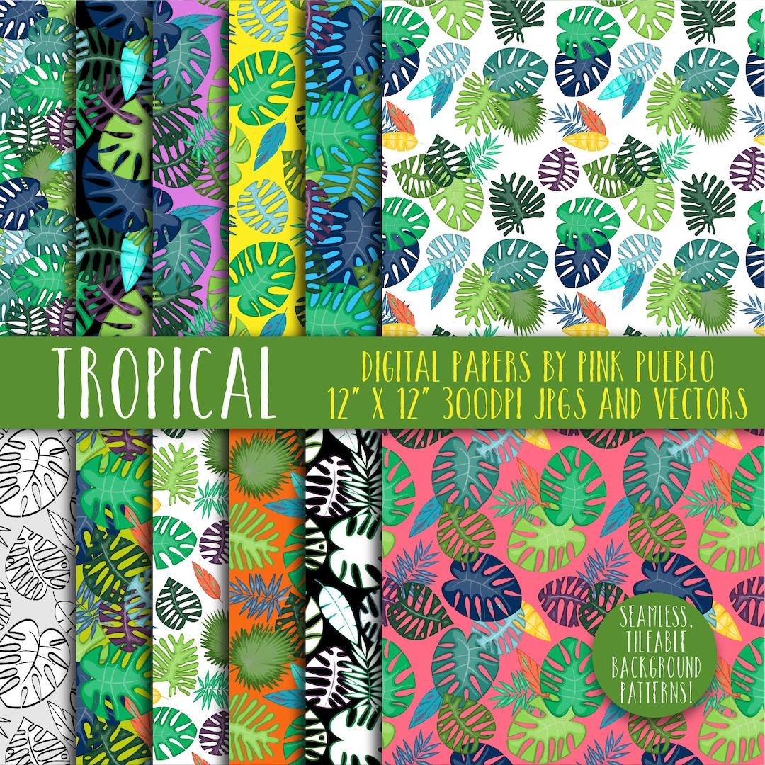 Tropical Leaf Papers, Tropical Leaves Papers, Tropical Leaves Digital ...