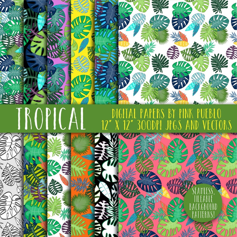 Tropical Leaf Papers Tropical Leaves Papers Tropical Leaves - Etsy