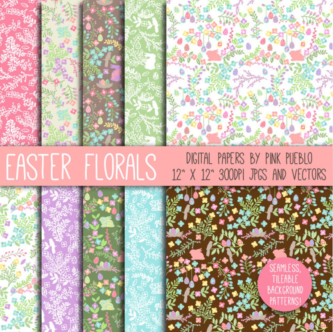Easter Digital Paper Scrapbook Paper, Rustic Vintage Easter Laurel ...