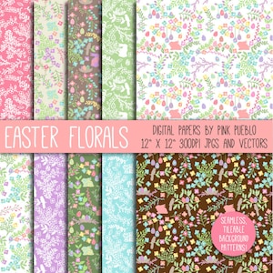 Easter Digital Paper Scrapbook Paper, Rustic Vintage Easter Laurel ...
