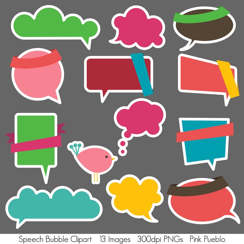 Speech Bubbles Clipart Clipart Labels Stickers Tags Frames - Etsy