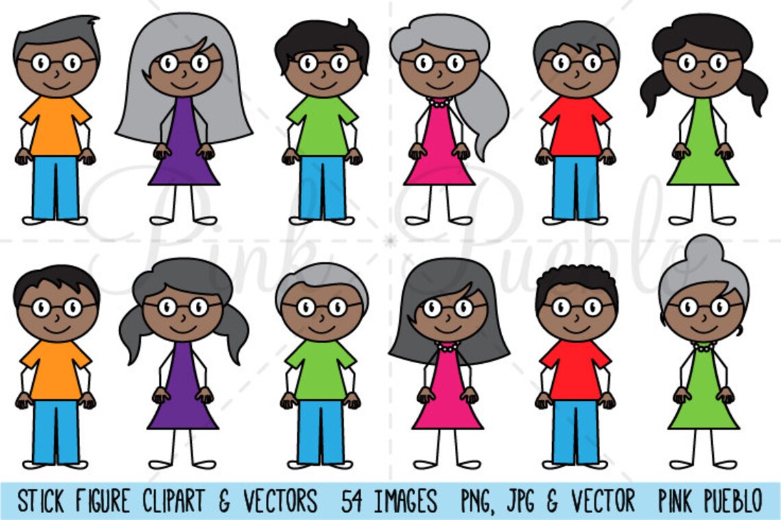 African American Stick Figure Clipart Clip Art Vectors Stick - Etsy