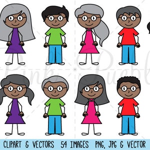 African American Stick Figure Clipart Clip Art Vectors, Stick People ...