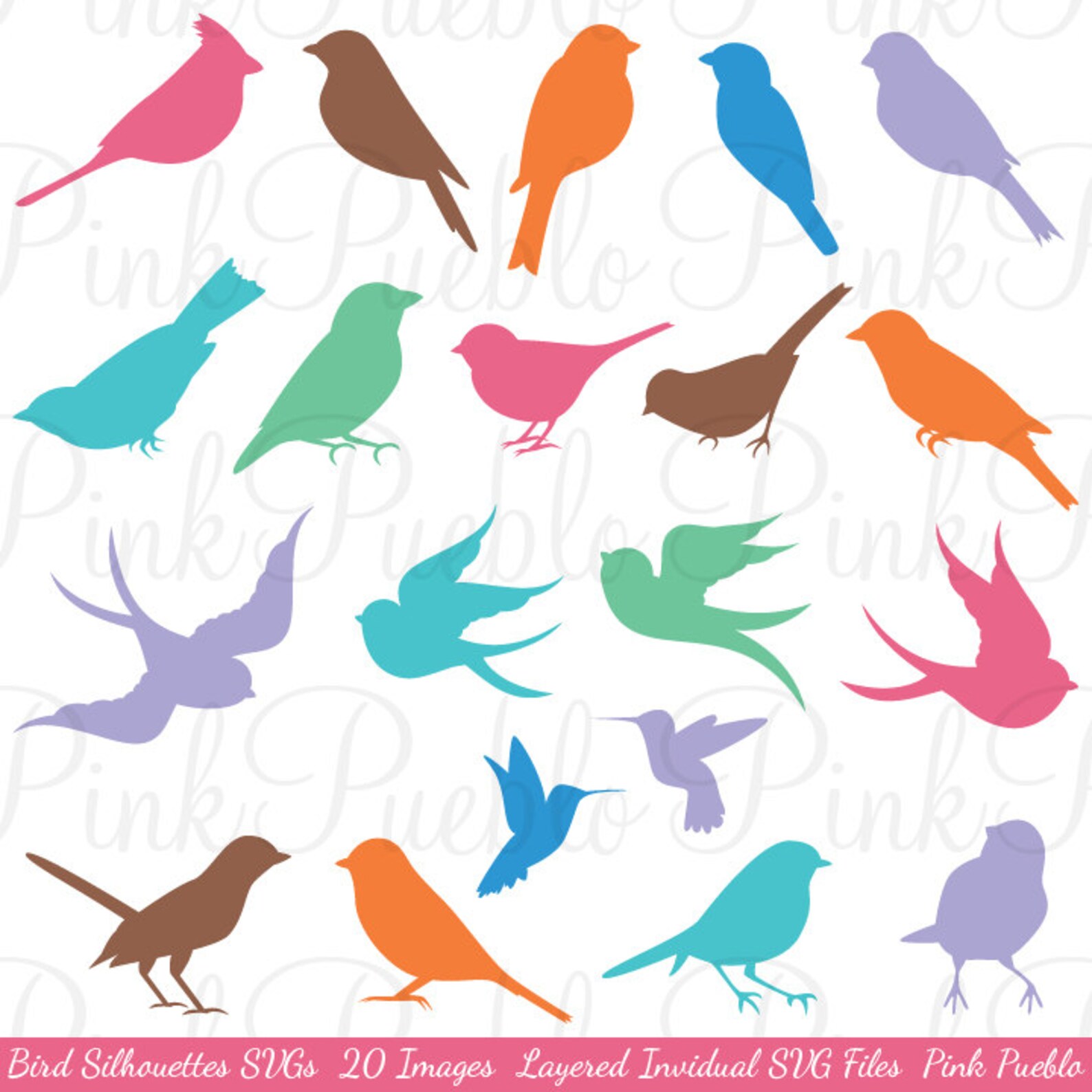 Bird Silhouettes Svgs Birds Cutting Templates Commercial - Etsy
